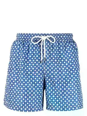 Fedeli Printed Swim Shorts - Blue