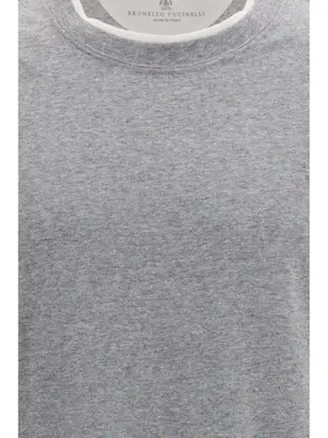 Brunello Cucinelli Crewneck Knit Top With Contrasting Trim