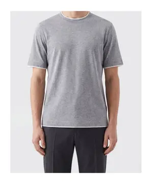 Brunello Cucinelli Crewneck Knit Top With Contrasting Trim
