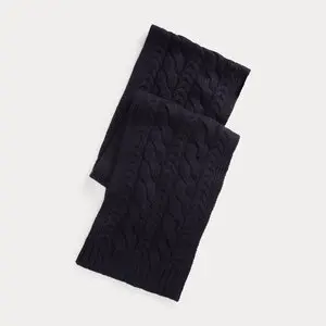 Ralph Lauren Cable-knit Cashmere Scarf - Polo Black