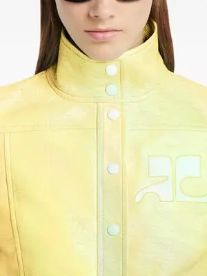 COURREGES Vinyl-effect Cropped Jacket - Yellow