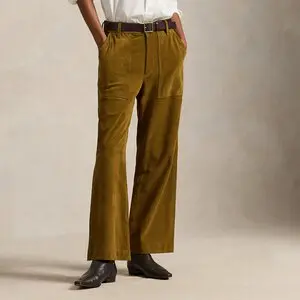 Ralph Lauren Ricky Suede Wide-leg Crop Pant - Artichoke