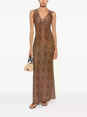 COTAZUR Leopard Print Ring Detail Maxi Dress