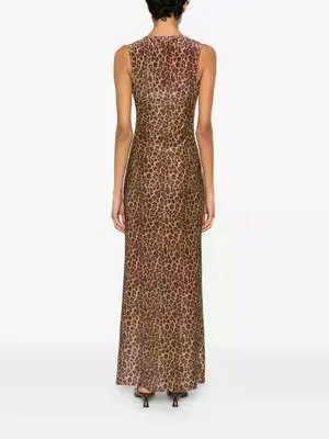 COTAZUR Leopard Print Ring Detail Maxi Dress
