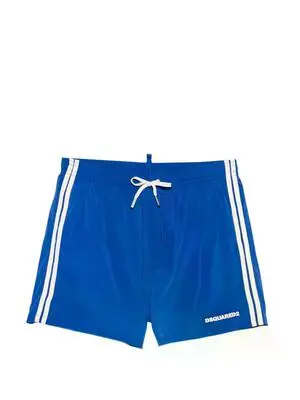 Dsquared2 Logo Print Swim Shorts With Side Stripe Detail