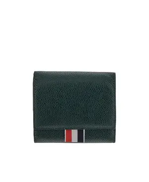 Thom Browne Rwb Stripe Pebbled Leather Wallet - Black