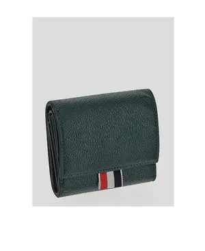 Thom Browne Rwb Stripe Pebbled Leather Wallet