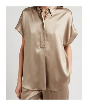 Brunello Cucinelli Short-sleeved Buttoned Blouse - Brown