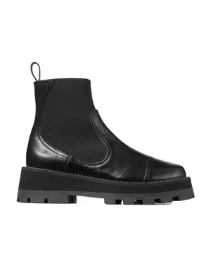 JIMMY CHOO Logo Square Round Head Short Boots - Black