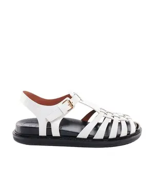 Marni Fisherman Ankle-buckle Sandals - White