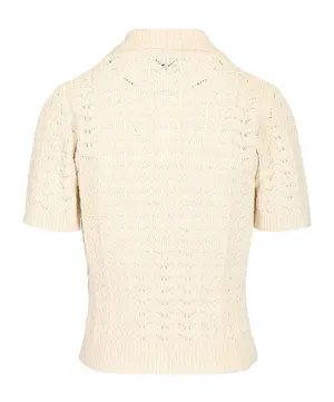 FORTE_FORTE Openwork Polo Knitted Sweater
