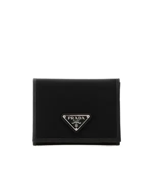 Prada Logo Plaque Wallet - Black