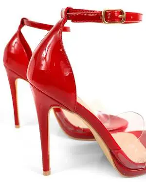 Frederick's Of Hollywood Stacy Ankle Strap High Heel Sandals - Red