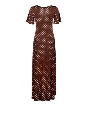 Marella V-neck Polka Dot Maxi Dress