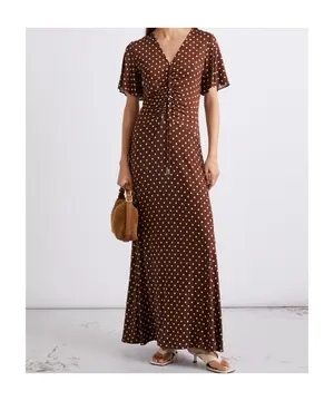 Marella V-neck Polka Dot Maxi Dress