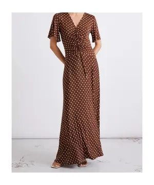 Marella V-neck Polka Dot Maxi Dress