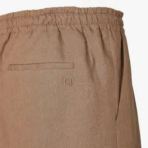 Fendi Bermuda Linen Shorts With Selleria Ff Embroidery