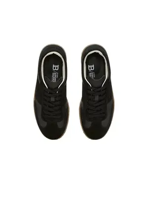 Balmain Swan Trainers In Smooth Leather And Suede - Black