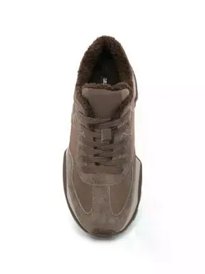SERGIO MORETTI FIRENZE Shearling-lined Panelled Sneakers