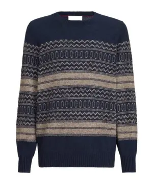 Brunello Cucinelli Fair Isle Crew Neck Sweater - Chestnut