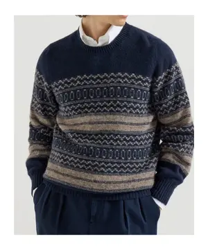 Brunello Cucinelli Fair Isle Crew Neck Sweater