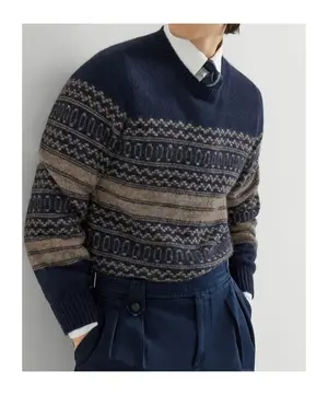 Brunello Cucinelli Fair Isle Crew Neck Sweater