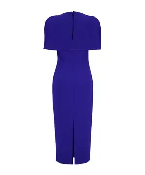 Roland Mouret Cape-overlay Crepe Midi Dress - Blue
