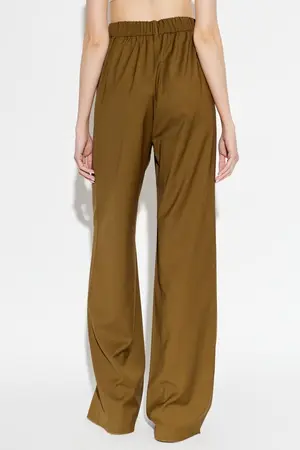 Max Mara Wide Leg Pleated Trousers With Elastic Waist - Brown