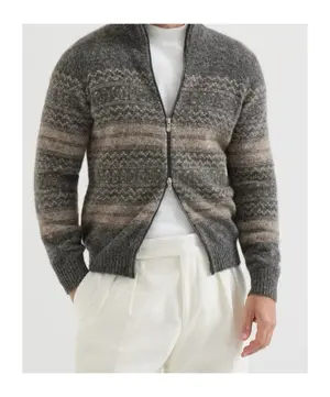 Brunello Cucinelli Zip-up High Neck Cardigan - Black