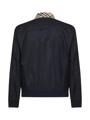 Burberry Glenfields Harrington Jacket With Knitted Check Collar