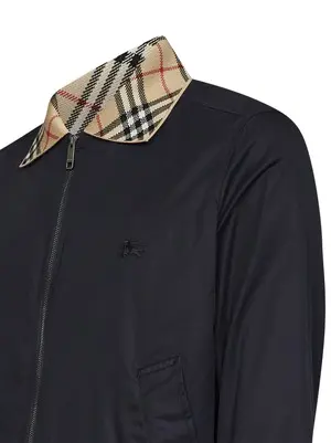 Burberry Glenfields Harrington Jacket With Knitted Check Collar