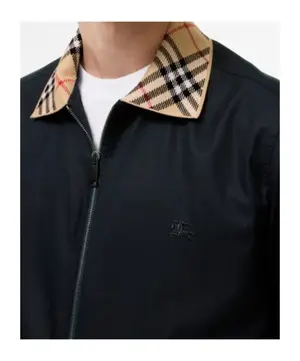 Burberry Glenfields Harrington Jacket With Knitted Check Collar