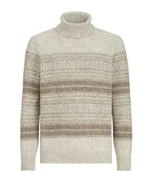 Brunello Cucinelli Fair Isle Turtleneck Knitted Sweater - Maroon