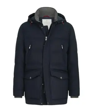 Brunello Cucinelli Quilted Hooded Parka Coat - Blue