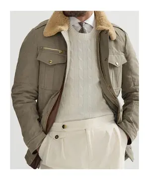Brunello Cucinelli Drawstring Waist Zip-up Jacket - Medium Gray