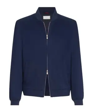 Brunello Cucinelli Lightweight Cashmere Flannel Bomber Jacket
