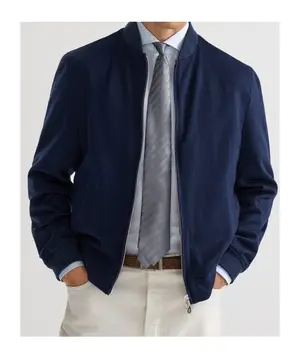 Brunello Cucinelli Lightweight Cashmere Flannel Bomber Jacket