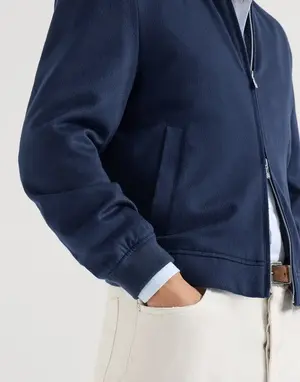 Brunello Cucinelli Lightweight Cashmere Flannel Bomber Jacket