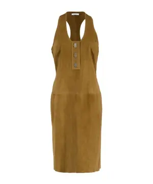 FERRAGAMO Racer Back Dress With Gancio Hug Buckle Detail - Clay