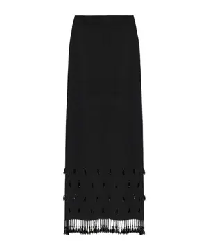 BY MALENE BIRGER Embellished Fringed Midi Skirt - Black