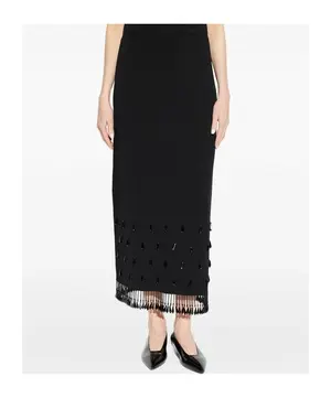 BY MALENE BIRGER Embellished Fringed Midi Skirt - Black