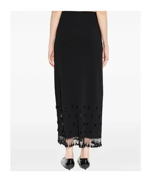 BY MALENE BIRGER Embellished Fringed Midi Skirt - Black