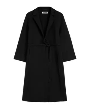 JIL SANDER Wool Belted Coat - Black