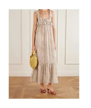 Chloé Ruffled Floral-print Silk-charmeuse Wide-leg Pants
