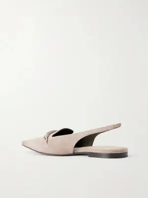 Brunello Cucinelli Suede Pointed-toe Slingback Flats