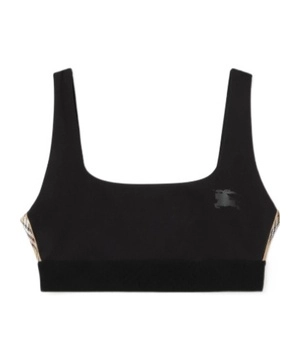 Burberry Check Trim Stretch Bra Top - Black