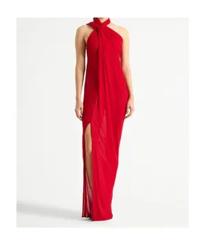 Balmain Long Draped Jersey Dress