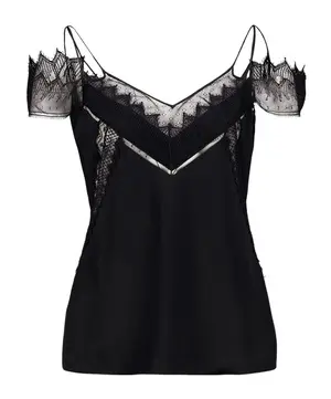 TOM FORD Lace-trimmed Satin Top - Black