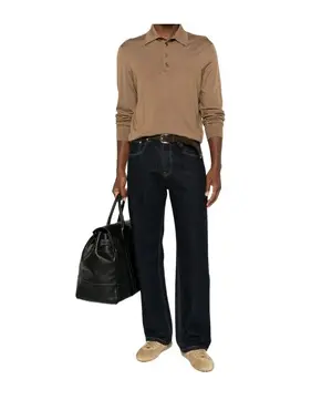 TOM FORD Long-sleeved Polo Shirt - Black