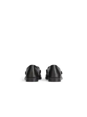 Balmain Sync Smooth Leather Loafers With Gold-tone Chain Detail - Black